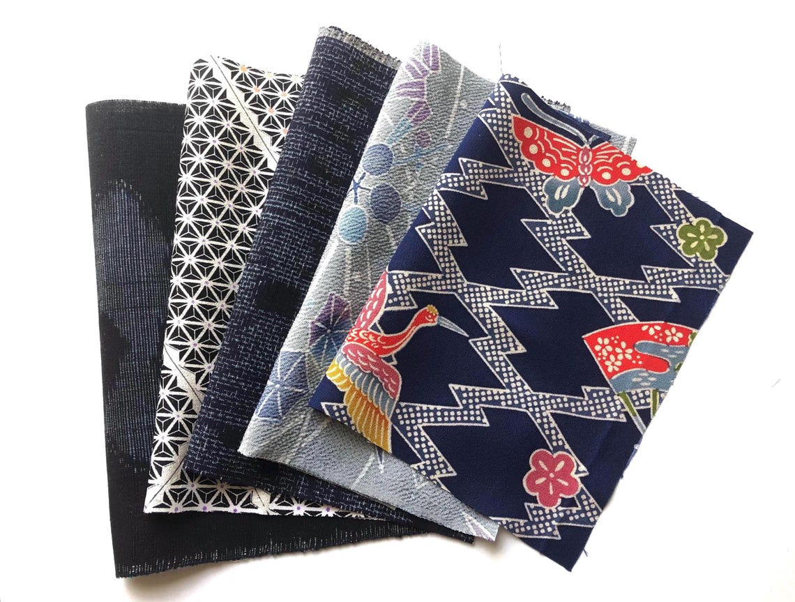 Japanese Kimono Silk Fabric Set Remnants for Quilting, Crafting ...