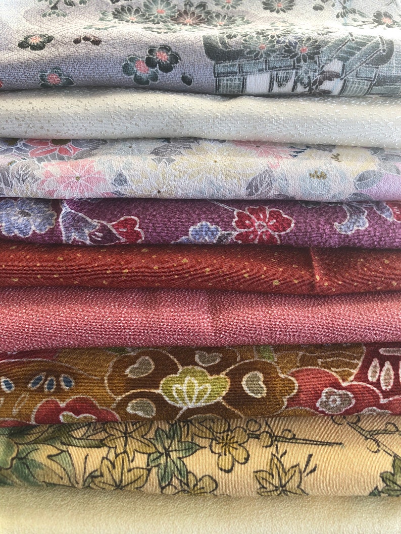 Lot 620 | Japanese Kimono Silk Fabric Remnants for Quilting, Crafting, Patchwork | Varying ...