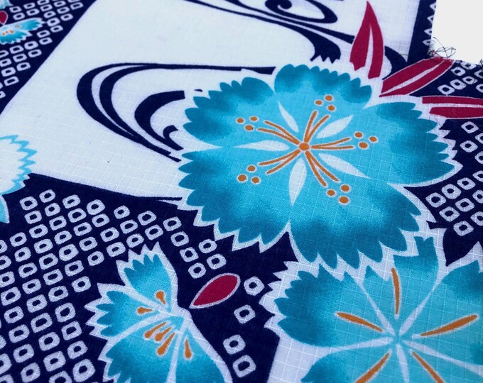 69cm Yukata Blue White Sakura Yukata Cut Fabric, Vintage Japanese ...