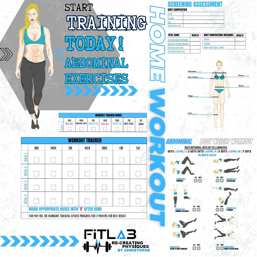 Abdominal Tracker Exercises Workout for 1 Month - Etsy