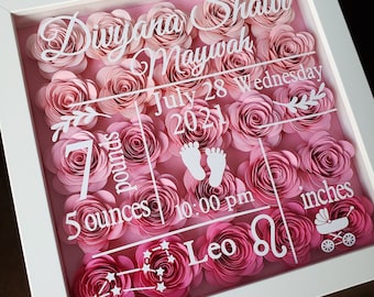 Baby Birth Stats Flower Shadow Box - Etsy