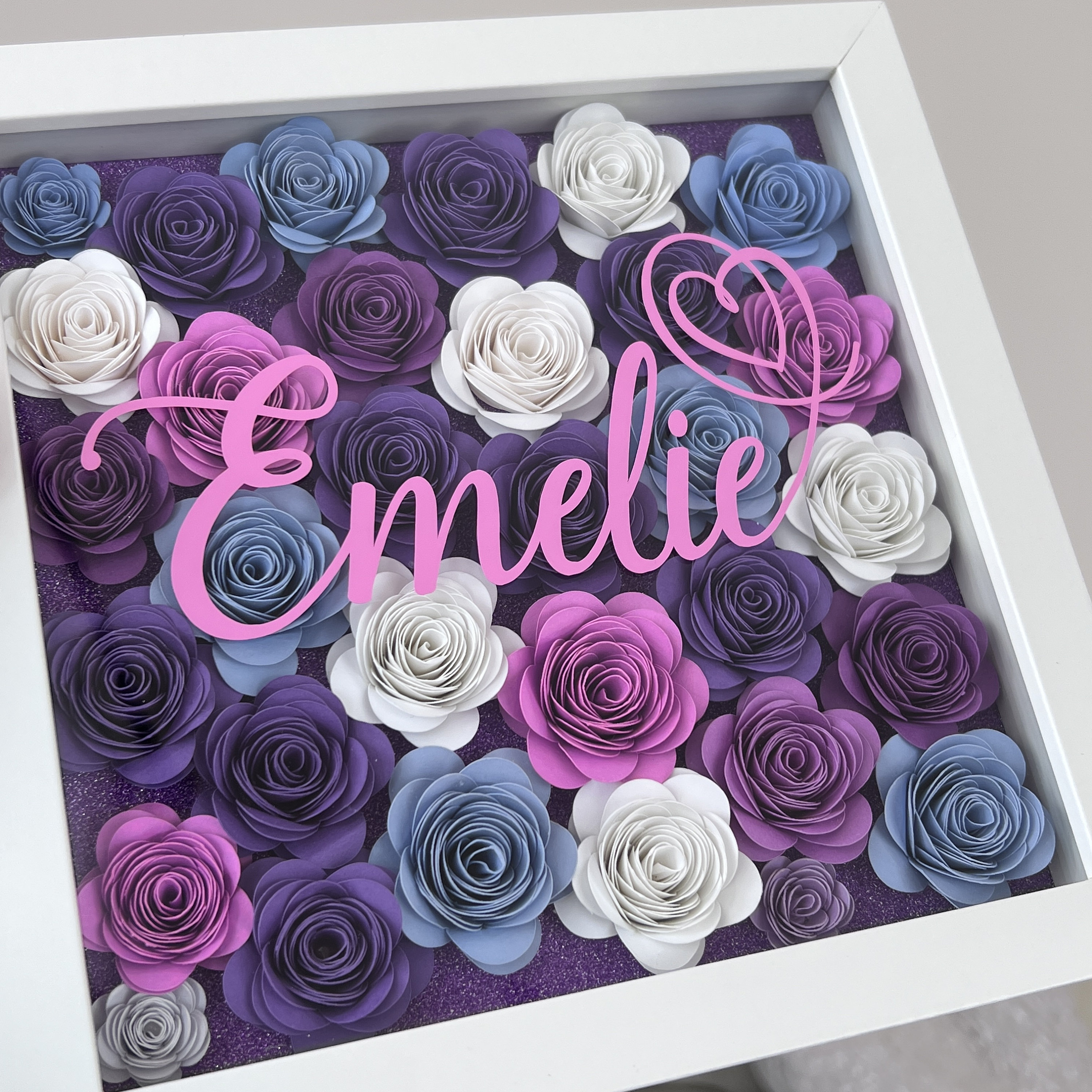 Personalized Name Shadow Box Custom Flower Shadow Box Birthday Anniversary Wedding Graduation ...