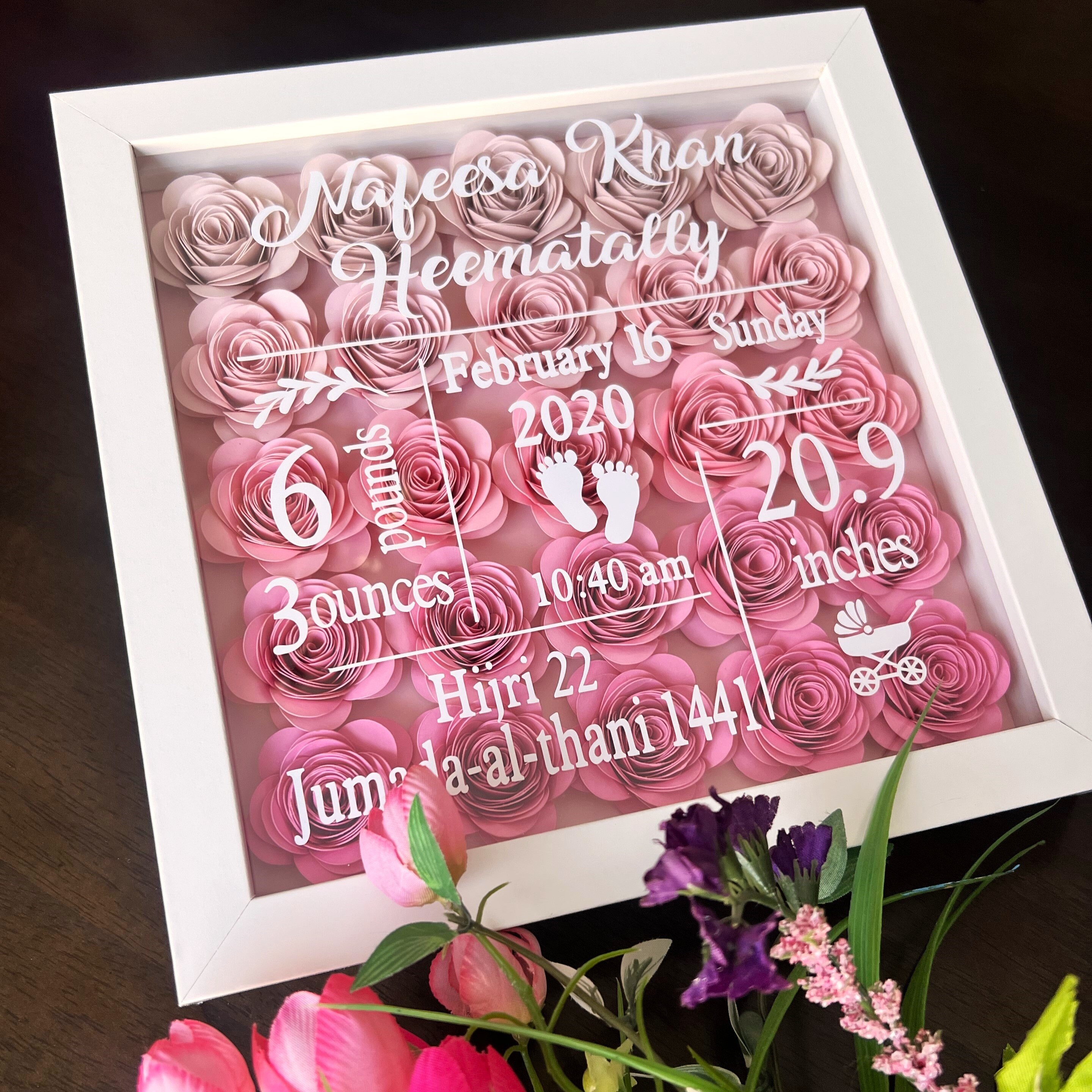 Baby Birth Stat Shadow Box Baby Announcement Custom Gift for Decorating ...