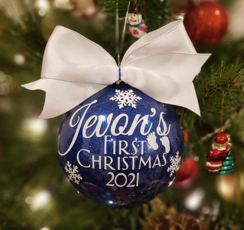 Personalized First Christmas Ornament, Personalized Christmas Ball ...