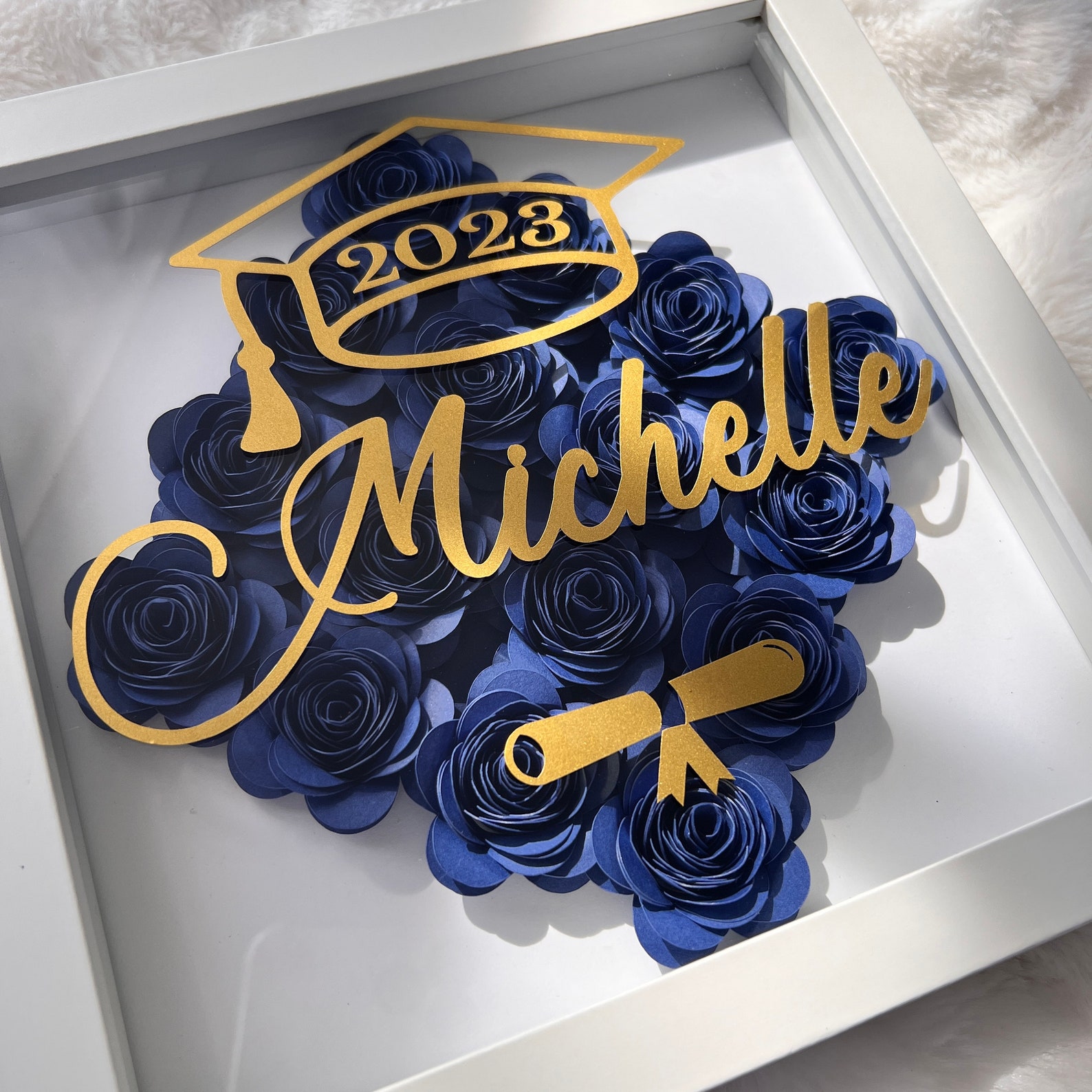 Graduation Shadow Box Custom Flower Shadowbox Gift for Valentine's Day ...