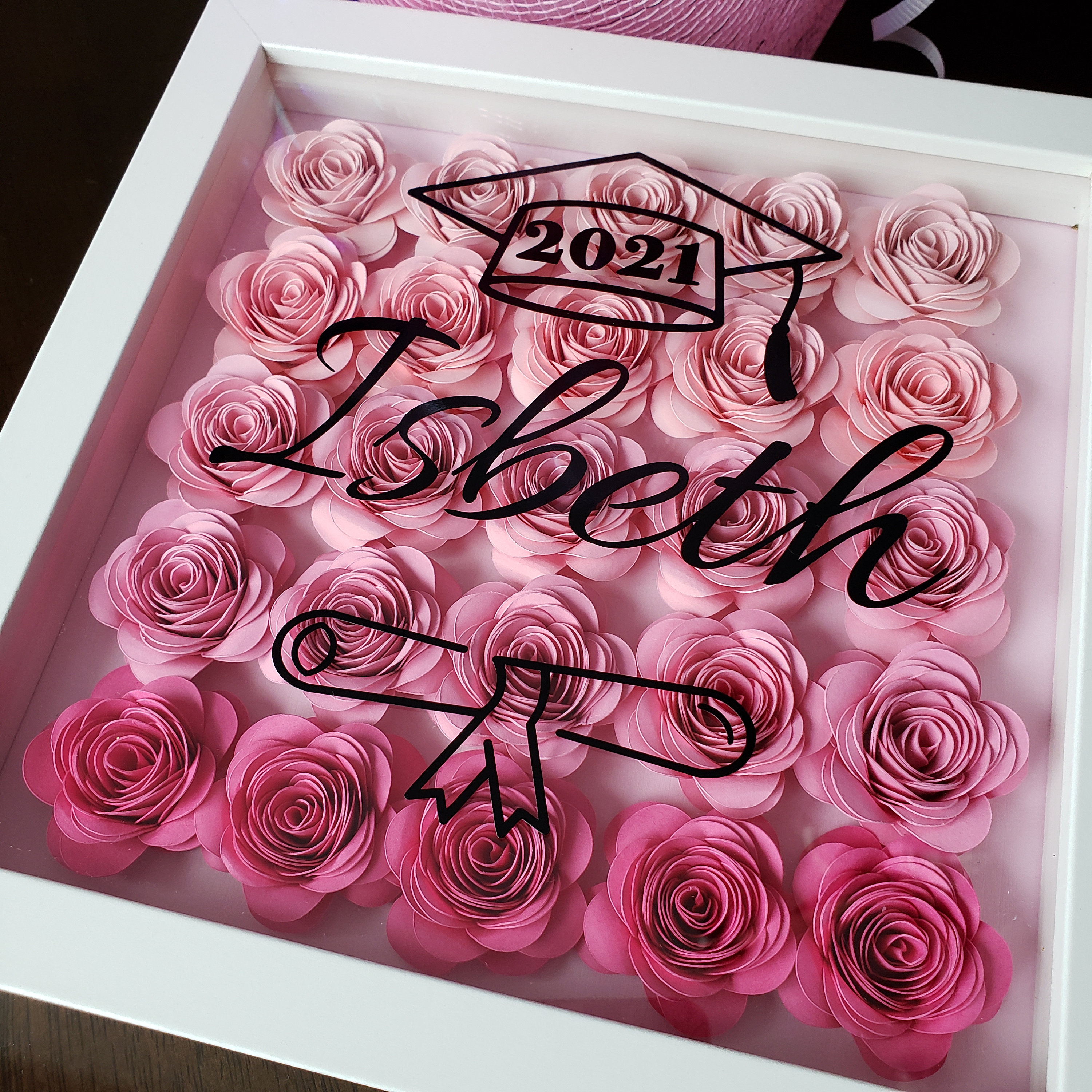 Graduation Shadow Box Custom Flower Shadowbox Gift for Valentine's Day Anniversary Birthday ...