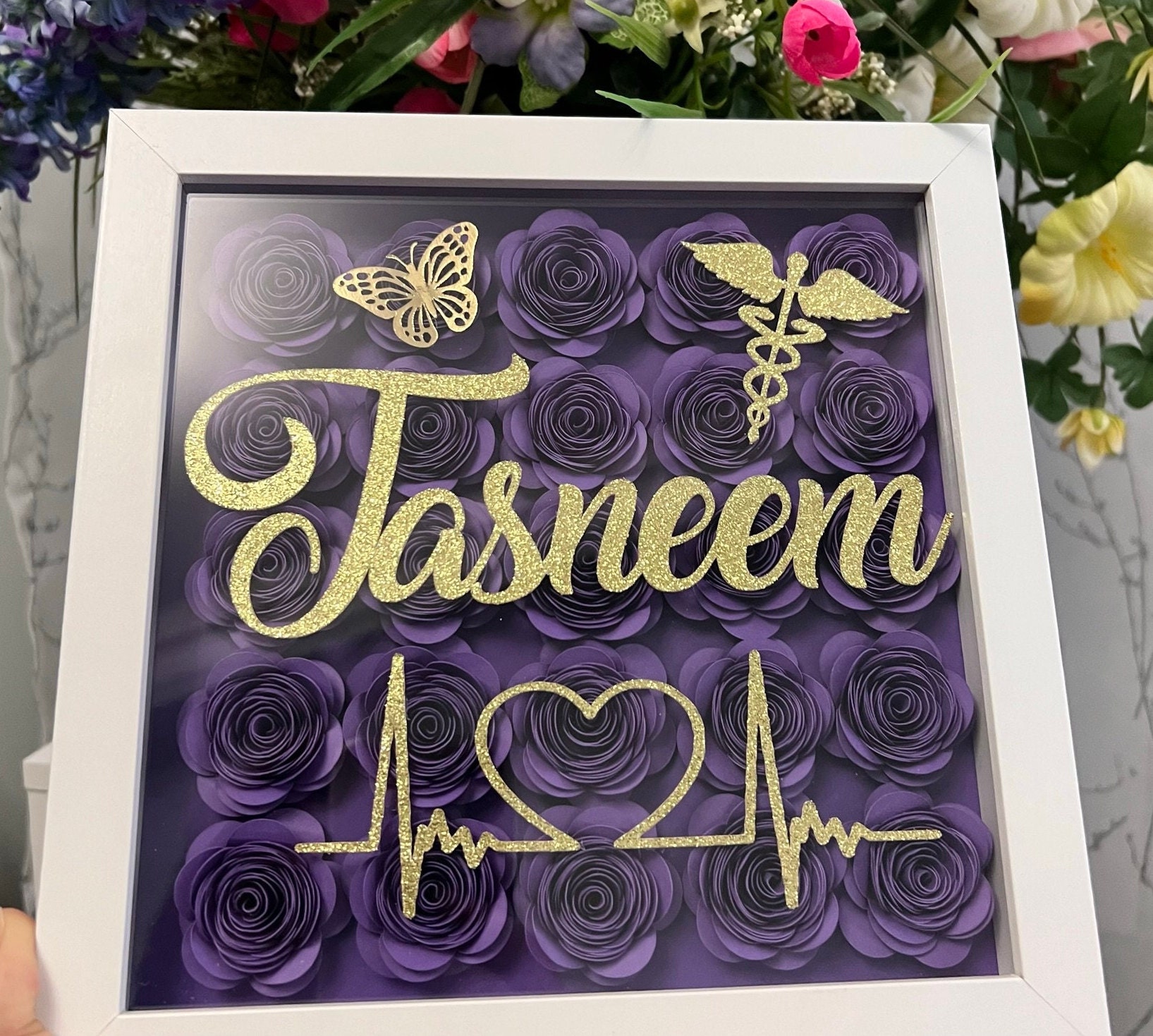 Graduation Shadow Box Custom Flower Shadowbox Gift for Valentine's Day ...