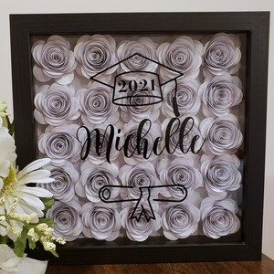 Graduation Shadow Box Custom Flower Shadowbox Gift for Valentine's Day ...