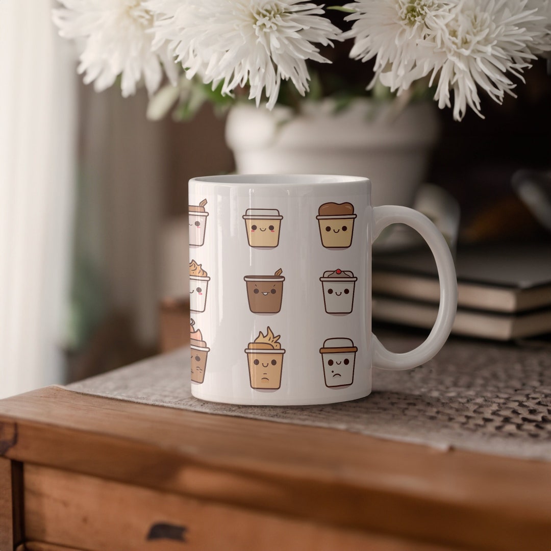 Cute Cartoon Coffee Mug, Kawaii Coffee, Funny Mug, Adorable Mug, Gift ...