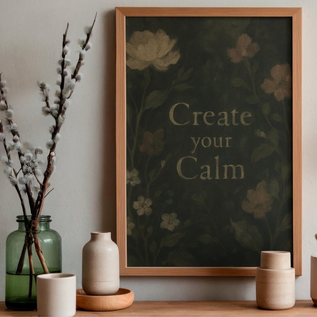 Create Your Calm Wall Art, Moody Botanical Art Print, Floral Poster ...