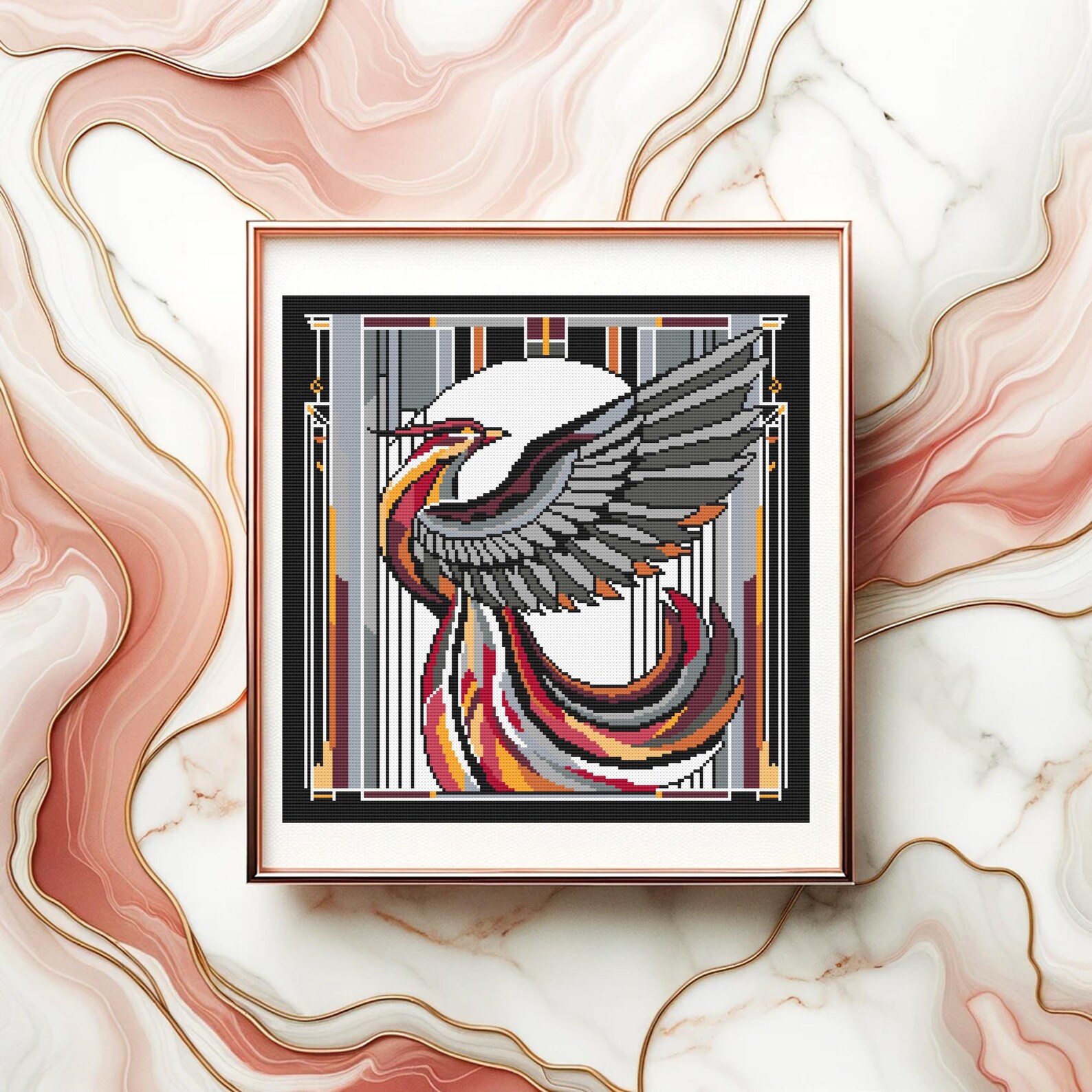 Art Deco Phoenix Bird Cross Stitch Pattern - Etsy