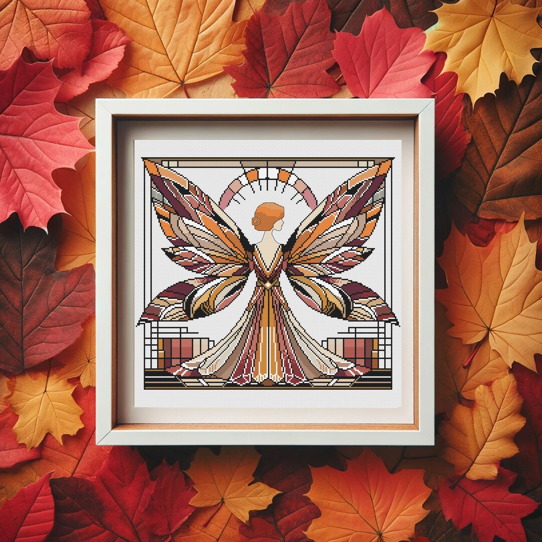 Art Deco Autumn Fairy Cross Stitch Pattern - Etsy