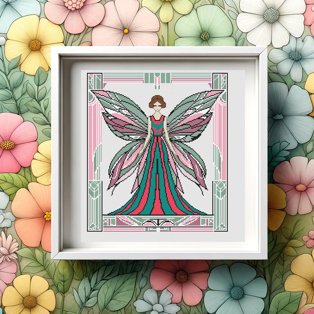 Art Deco Spring Fairy Cross Stitch Pattern - Etsy