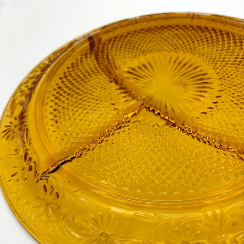 Very Rare Vintage Indiana Glass Co. Amber Grill Plates, 1940s, 10.5 ...