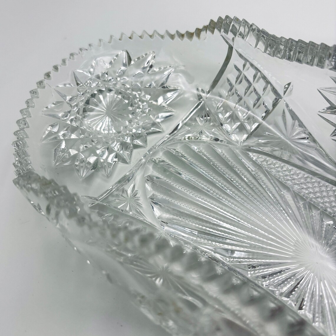 Antique American Brilliant Cut Glass Celery Dish: Starburst Pattern - Etsy