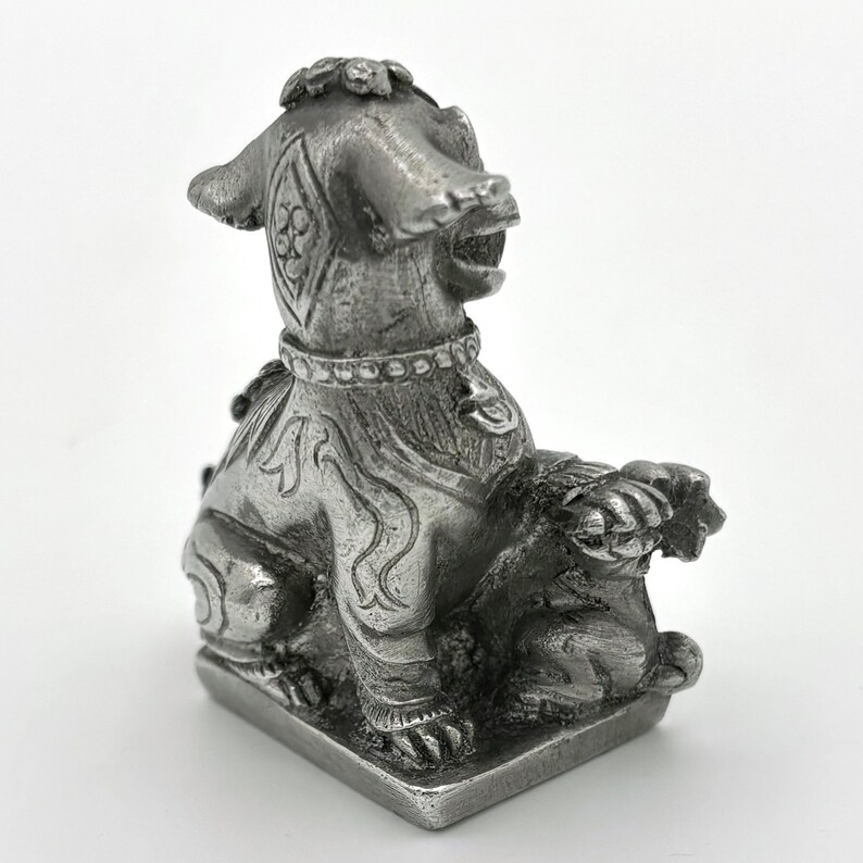 Rare Foo Dog Figurine, Solid Fine Pewter, Intricately Carved, 2" X 1 ...