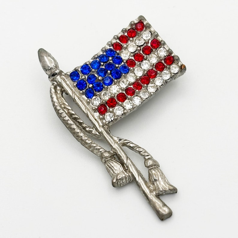 Vintage American Flag Pin With Rhinestones, 1.125" X 2", 1970s - Etsy