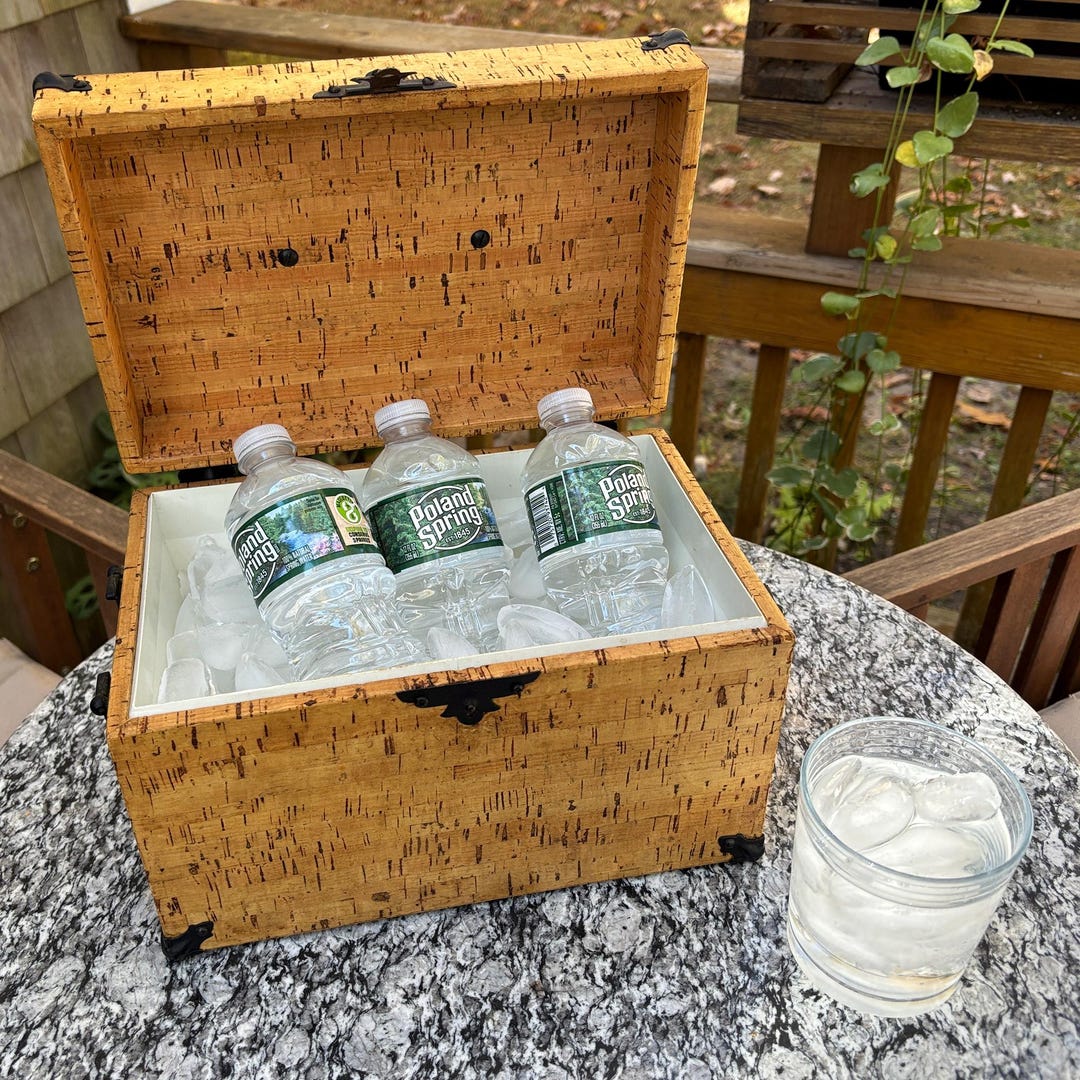Cork Ice Bucket With Wrought Iron Handles and Details, One-of-a-kind ...