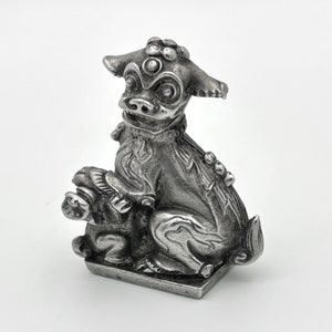 Rare Foo Dog Figurine, Solid Fine Pewter, Intricately Carved, 2" X 1 ...