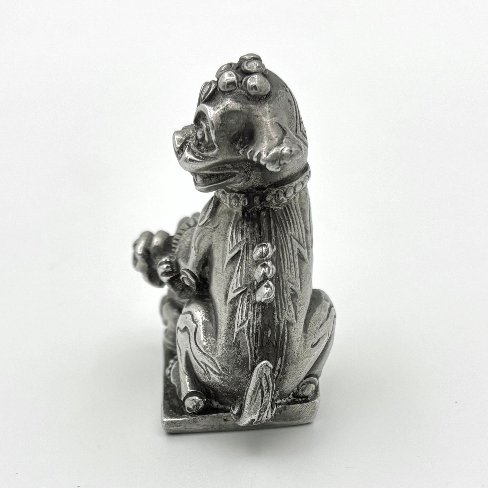 Rare Foo Dog Figurine, Solid Fine Pewter, Intricately Carved, 2" X 1 ...