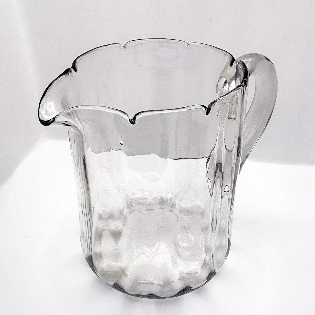 Rare and Unique Hand-blown Antique Clear Glass Pitcher With 'pie Crust ...