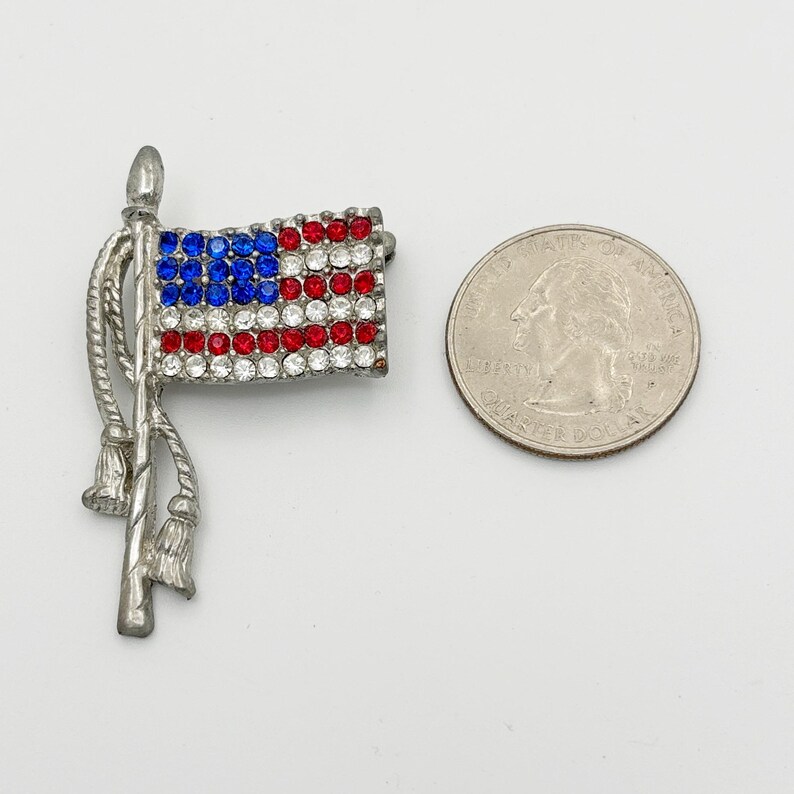 Vintage American Flag Pin With Rhinestones, 1.125" X 2", 1970s - Etsy