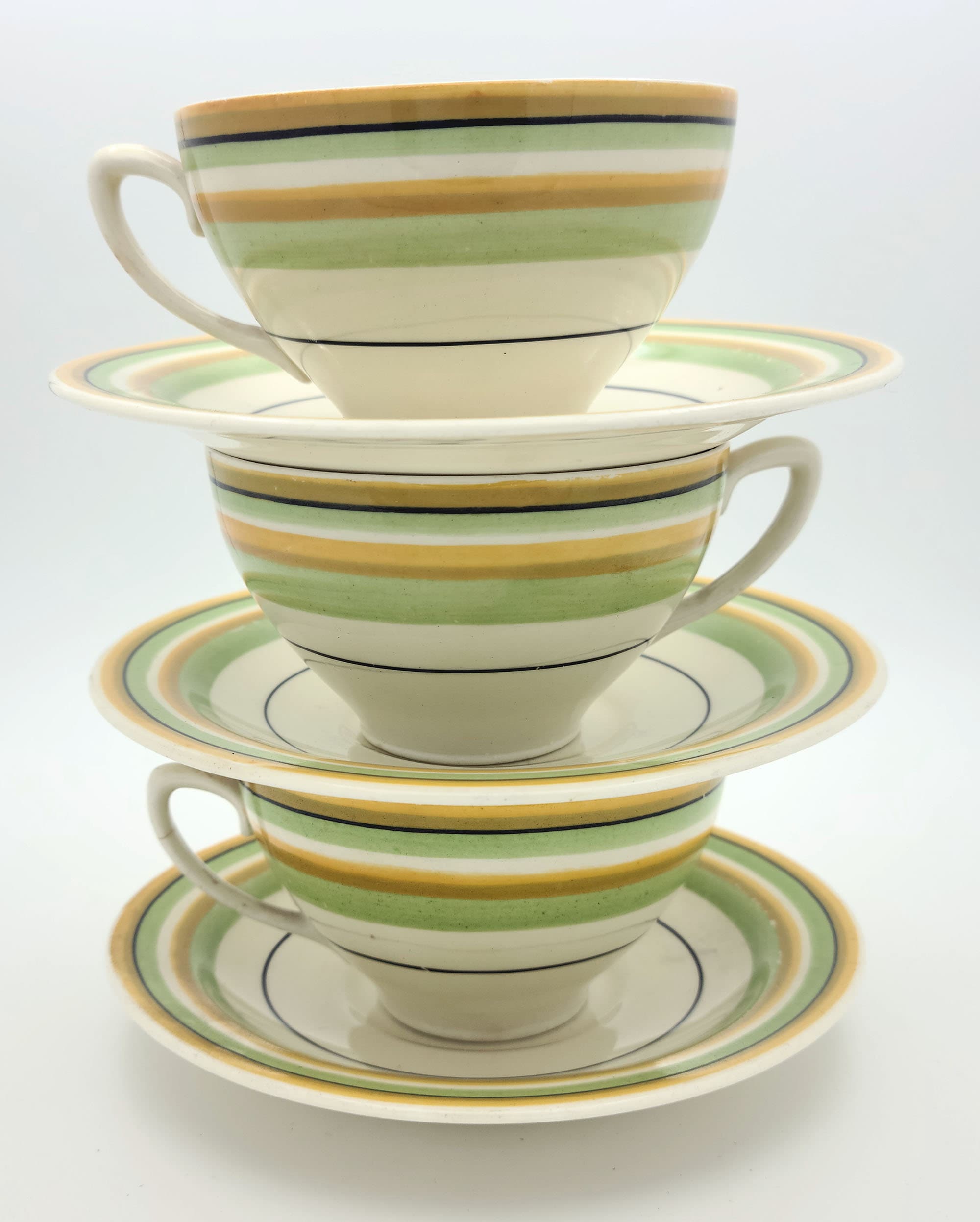 Antique Woods & Sons Ivory Ware Cups With Saucers, Yellow and Lime ...