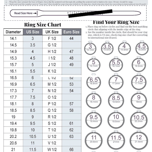 Ring Sizer Chart - Etsy