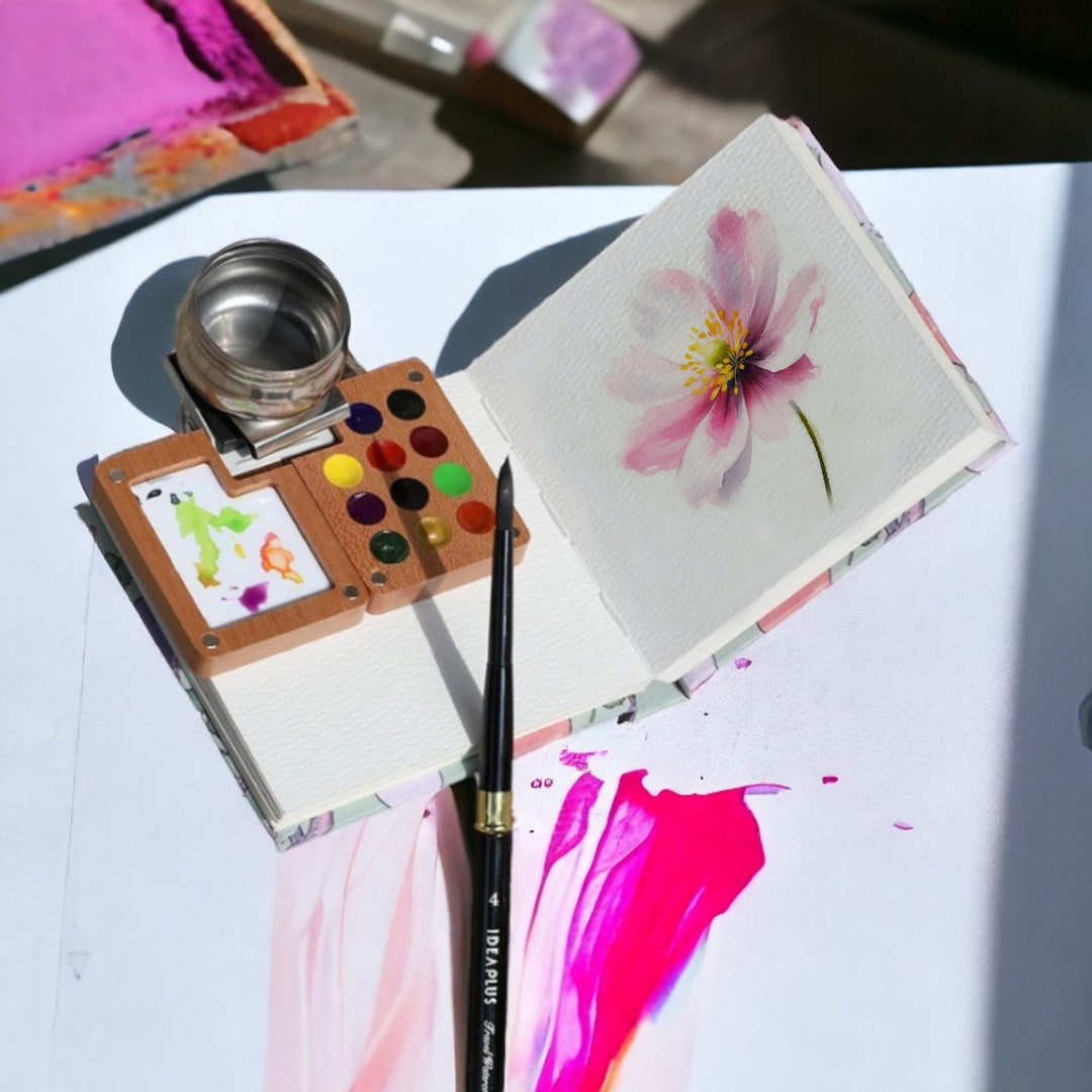Wooden Watercolor Palette, Portable Paint Palette, Travel Watercolour ...