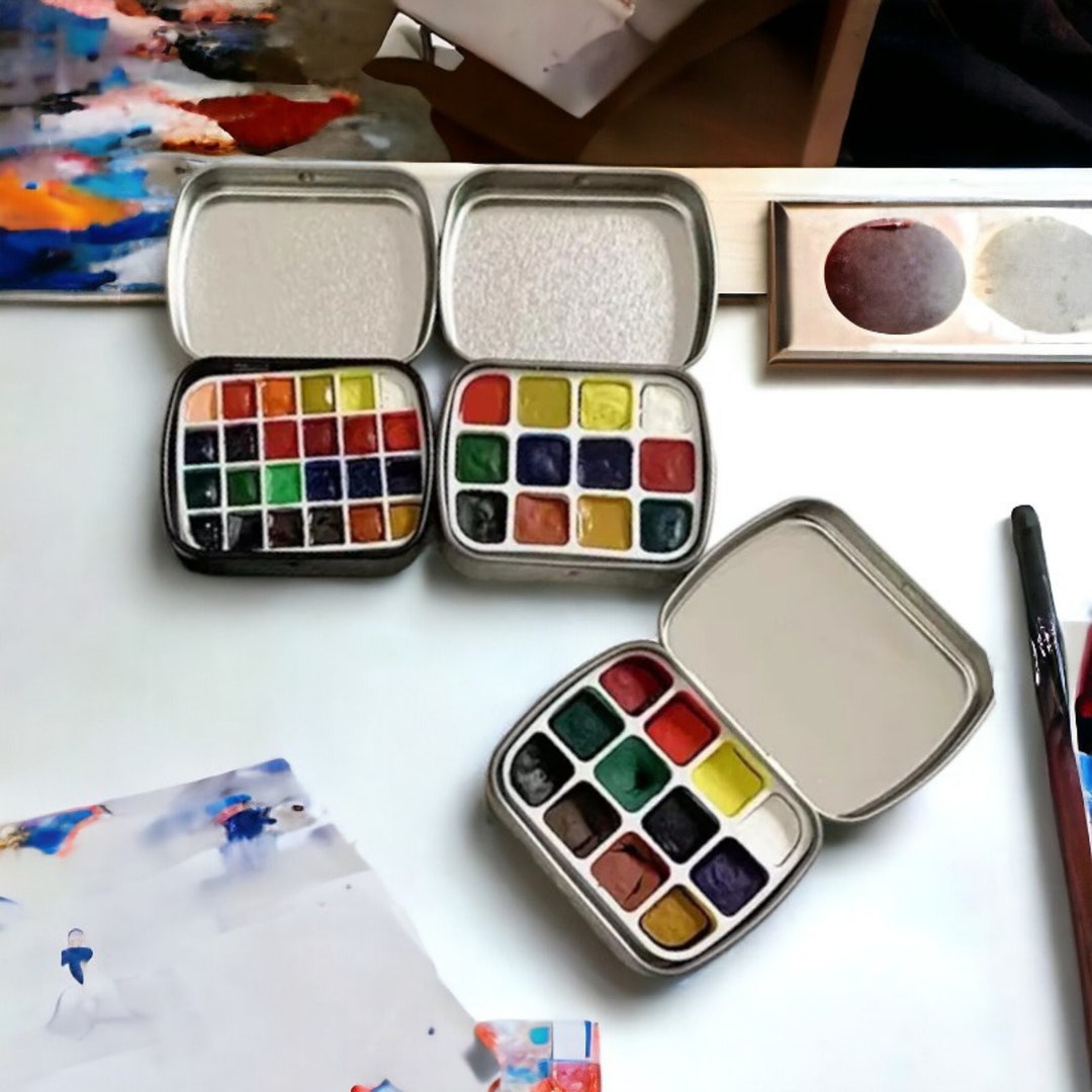 Mini Watercolor Palette, Portable Travel Box Painting, Gift for ...