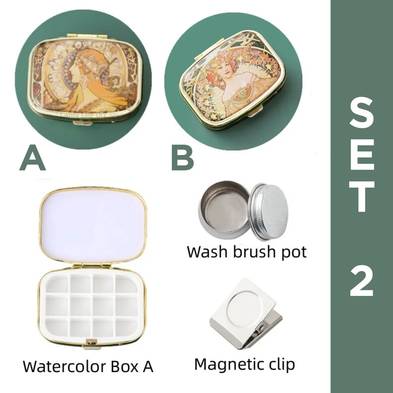 Paint Palette Set, Mini Paint Box, Portable Artist Paint Palette ...