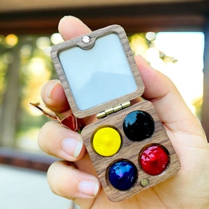 Wooden Watercolor Palette, Mini Paint Palette, Travel Watercolour ...