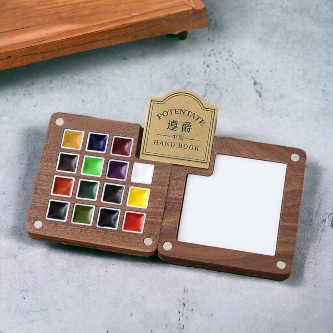 Wooden Watercolor Palette, Portable Paint Palette, Travel Watercolour ...