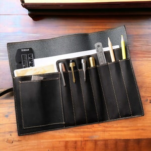 Leather Pencil Case, Rolling Pen Case, Roll up Pencil Case, Leather Pen ...