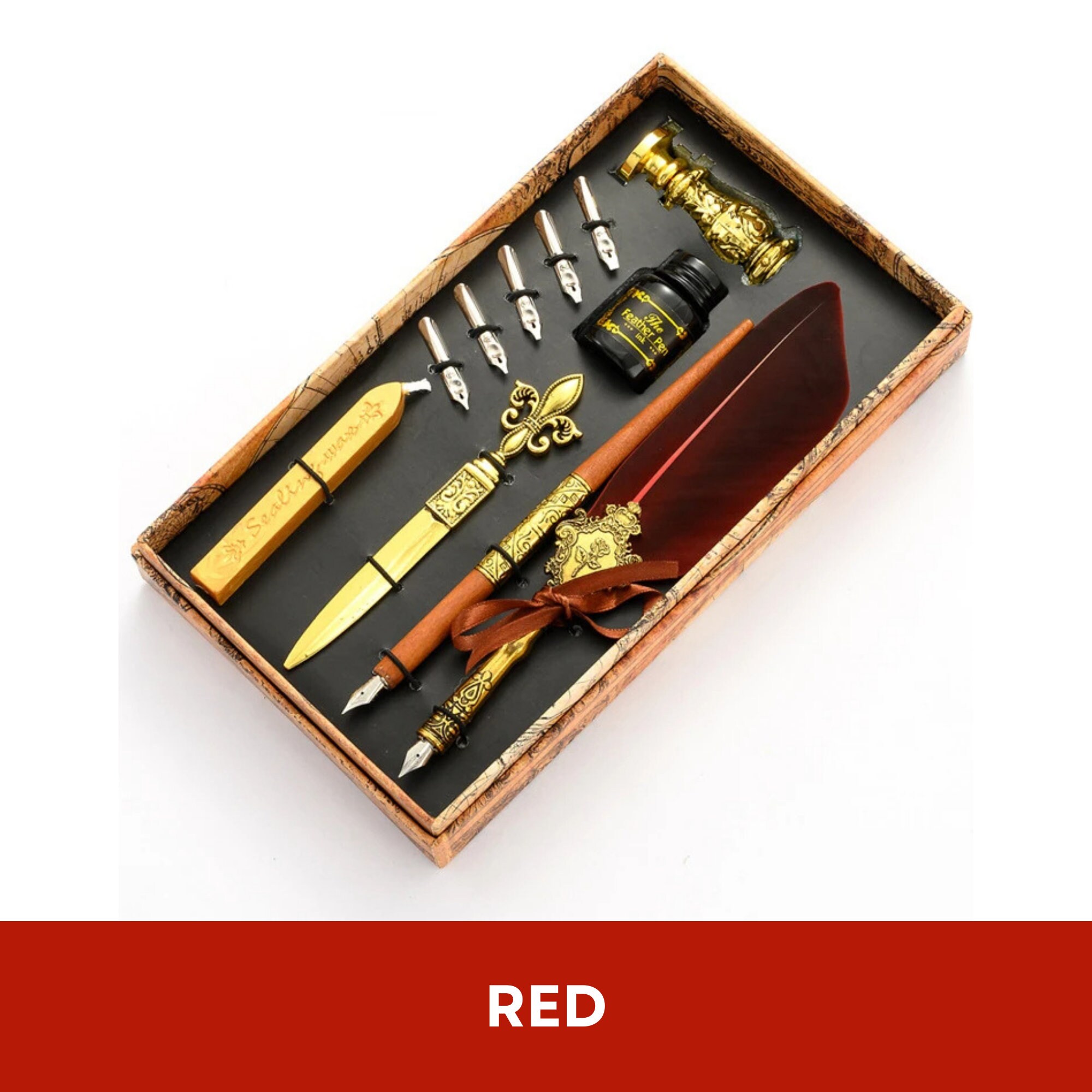 Feather Pen Set, Fountain Pen Kit, Calligraphy Set, Feather Ink Pen ...