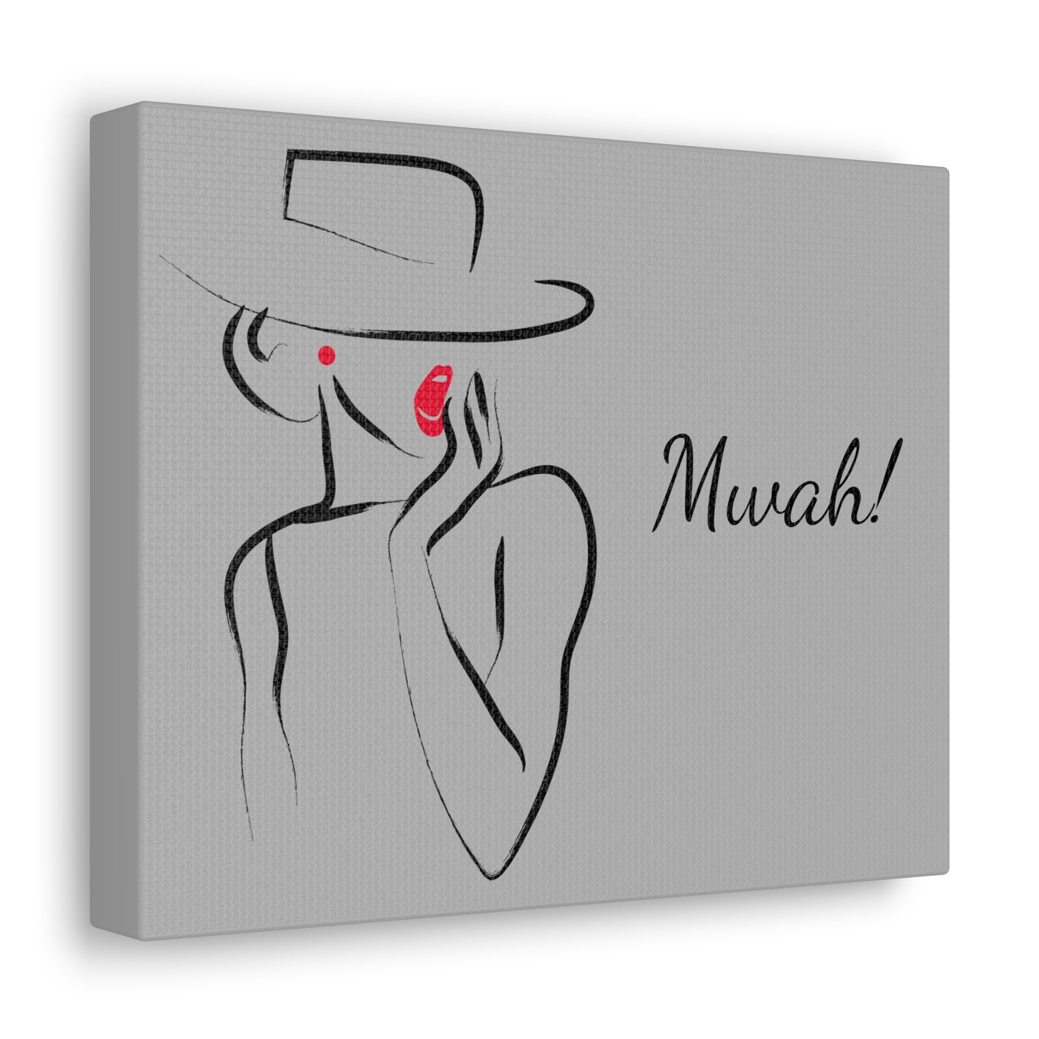 Woman and Lipstick Mwah Canvas Gallery Wraps - Etsy