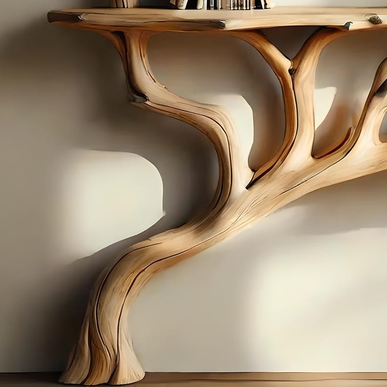 Handcrafted Wooden Tree Branch Bookshelf, Ideal for Any Space. Unique ...