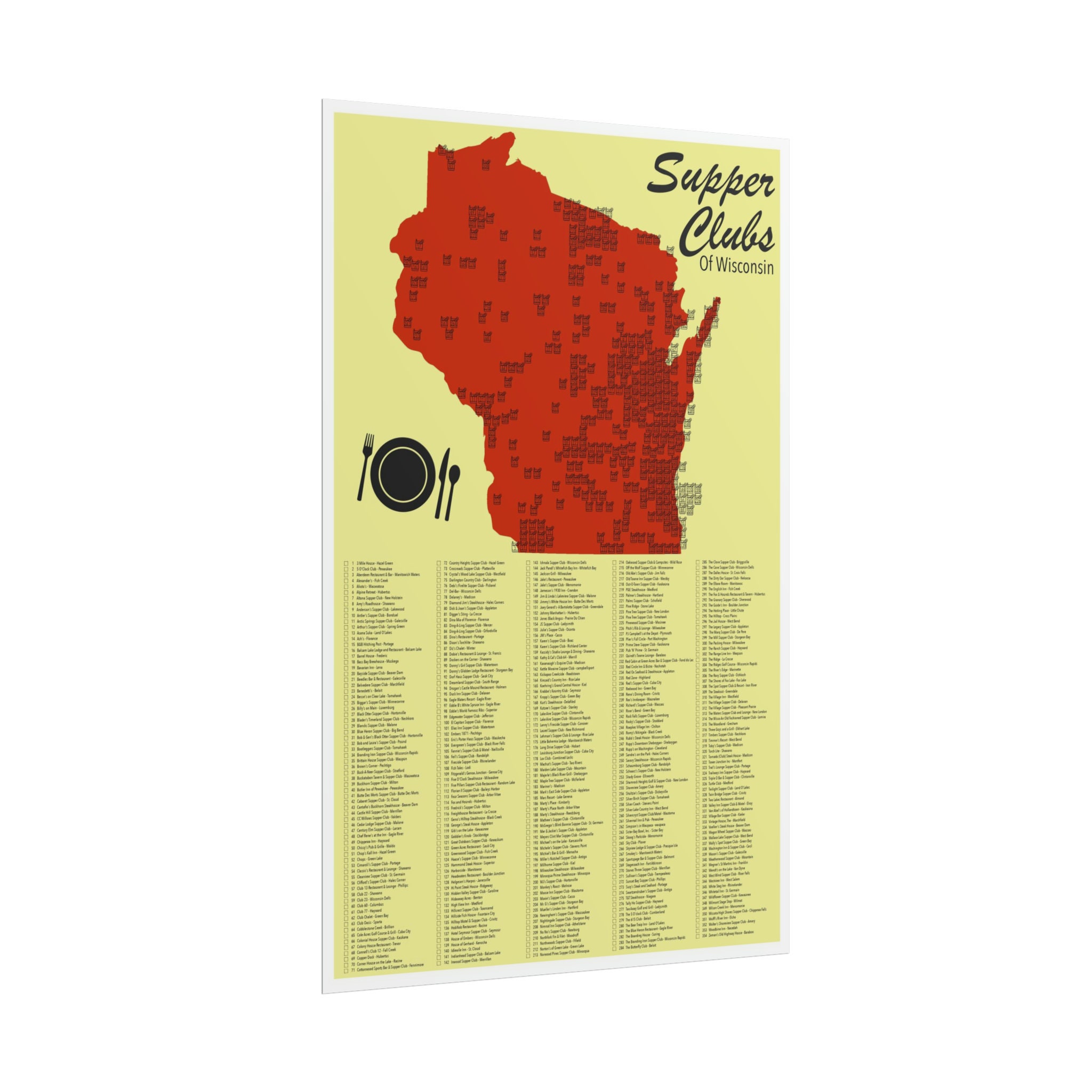 Wisconsin Supper Club Map - 11x17 Rolled Posters - Etsy
