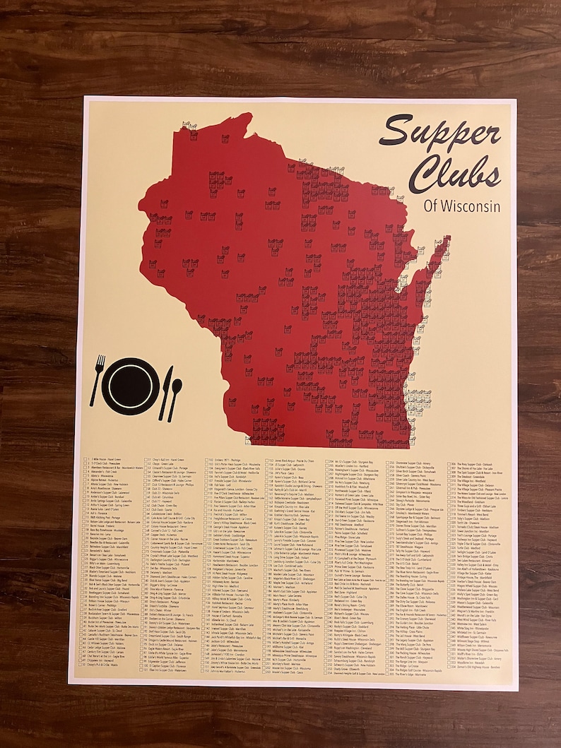 Wisconsin Supper Club Map - Digital Download - Etsy