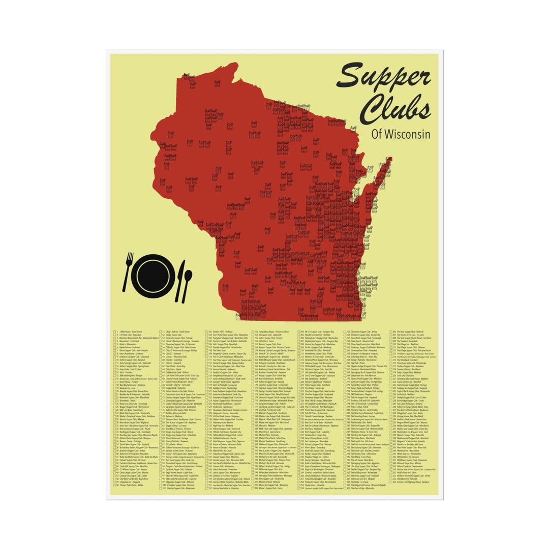 Wisconsin Supper Club Map - Digital Download - Etsy
