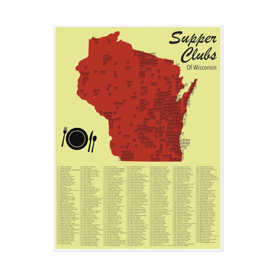 Wisconsin Supper Club Map - Digital Download - Etsy