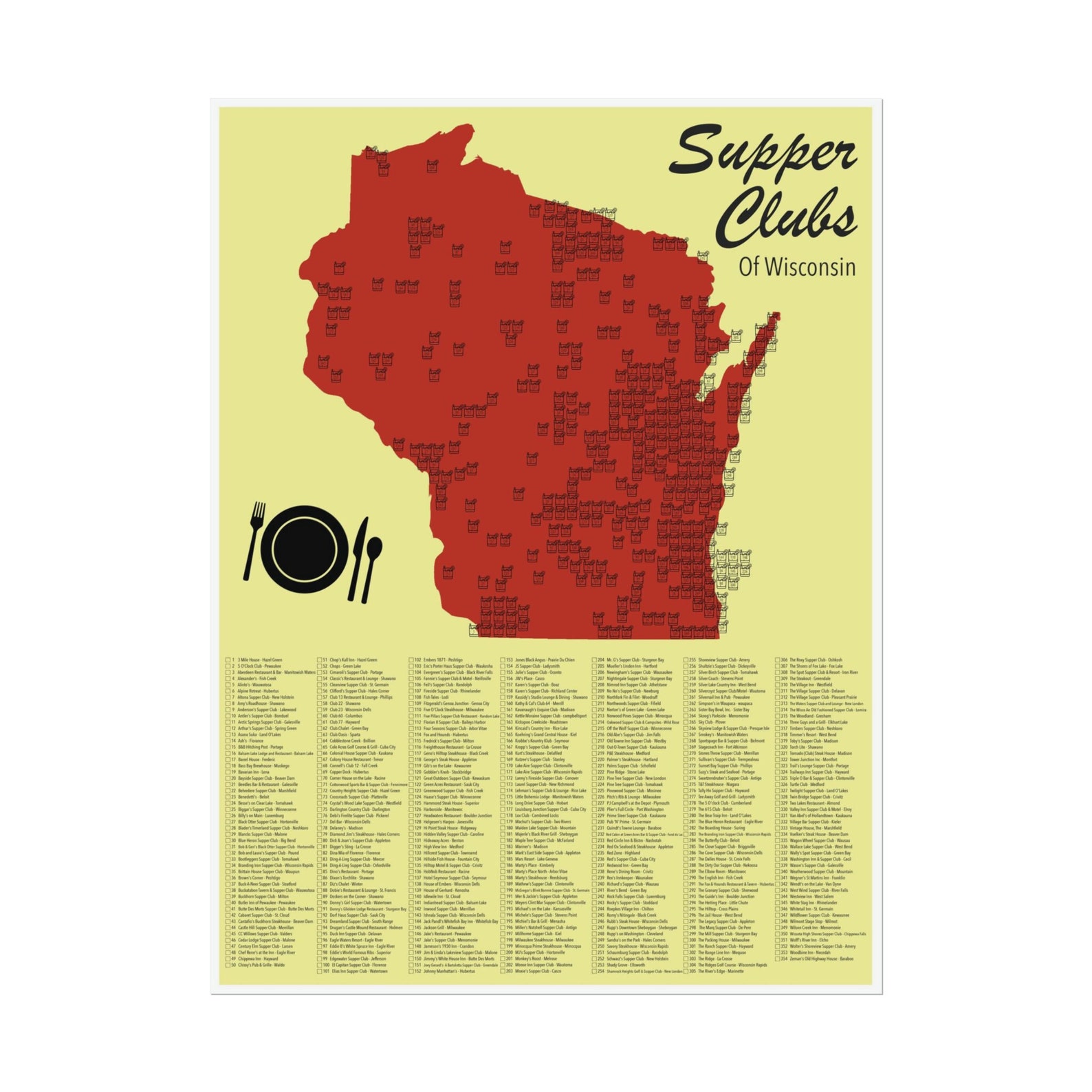Wisconsin Supper Club Map - Digital Download - Etsy
