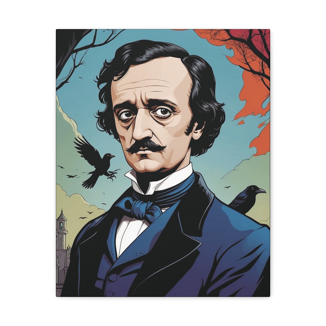 Edgar Allan Poe Print Canvas Wall Art Canvas Art Illustration The Raven Edgar Allan Poe