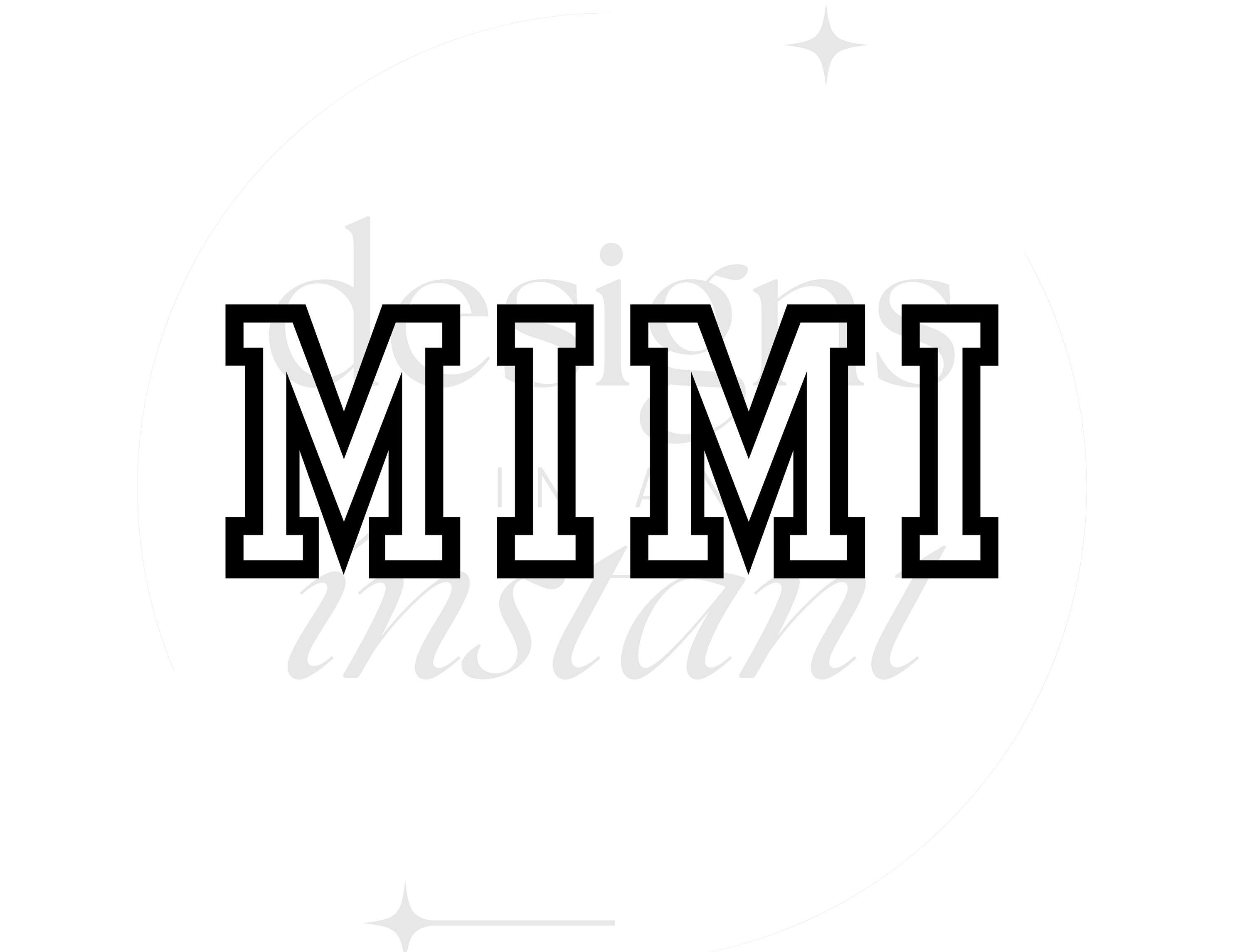 Mimi Block Lettering Instant Download Black and White, Mimi Instant Download, Mimi Template ...