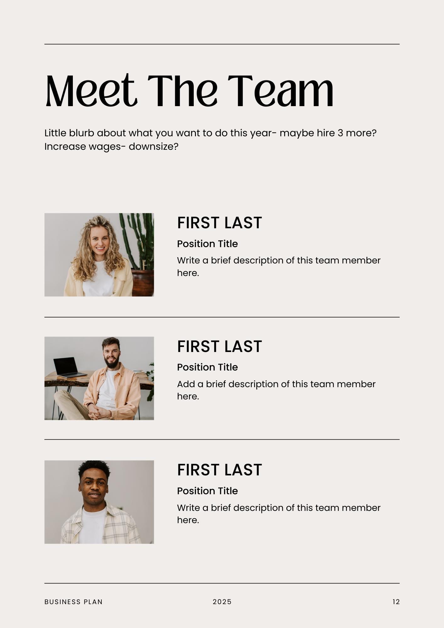 2025 Business Plan TEMPLATE - Etsy