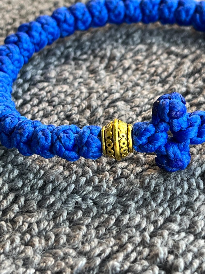 Orthodox Blue Prayer Rosary 100 Knots, Brojanica, Christian Komboskini ...