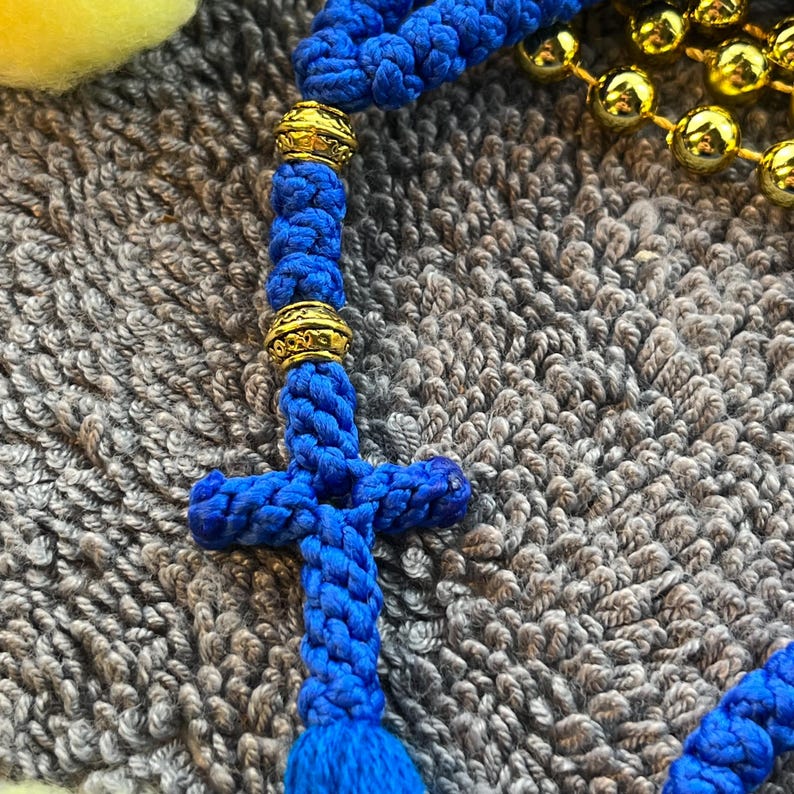 Orthodox Blue Prayer Rosary 100 Knots, Brojanica, Christian Komboskini ...
