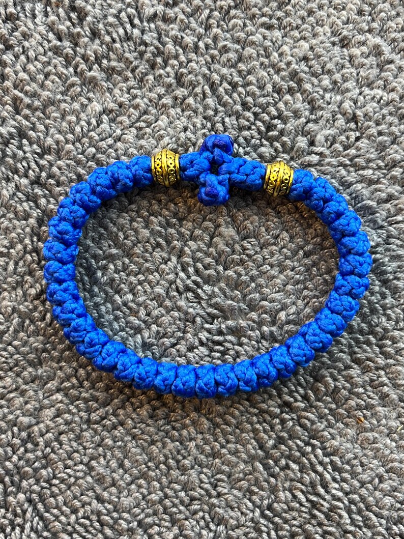 Orthodox Blue Prayer Rosary 100 Knots, Brojanica, Christian Komboskini ...