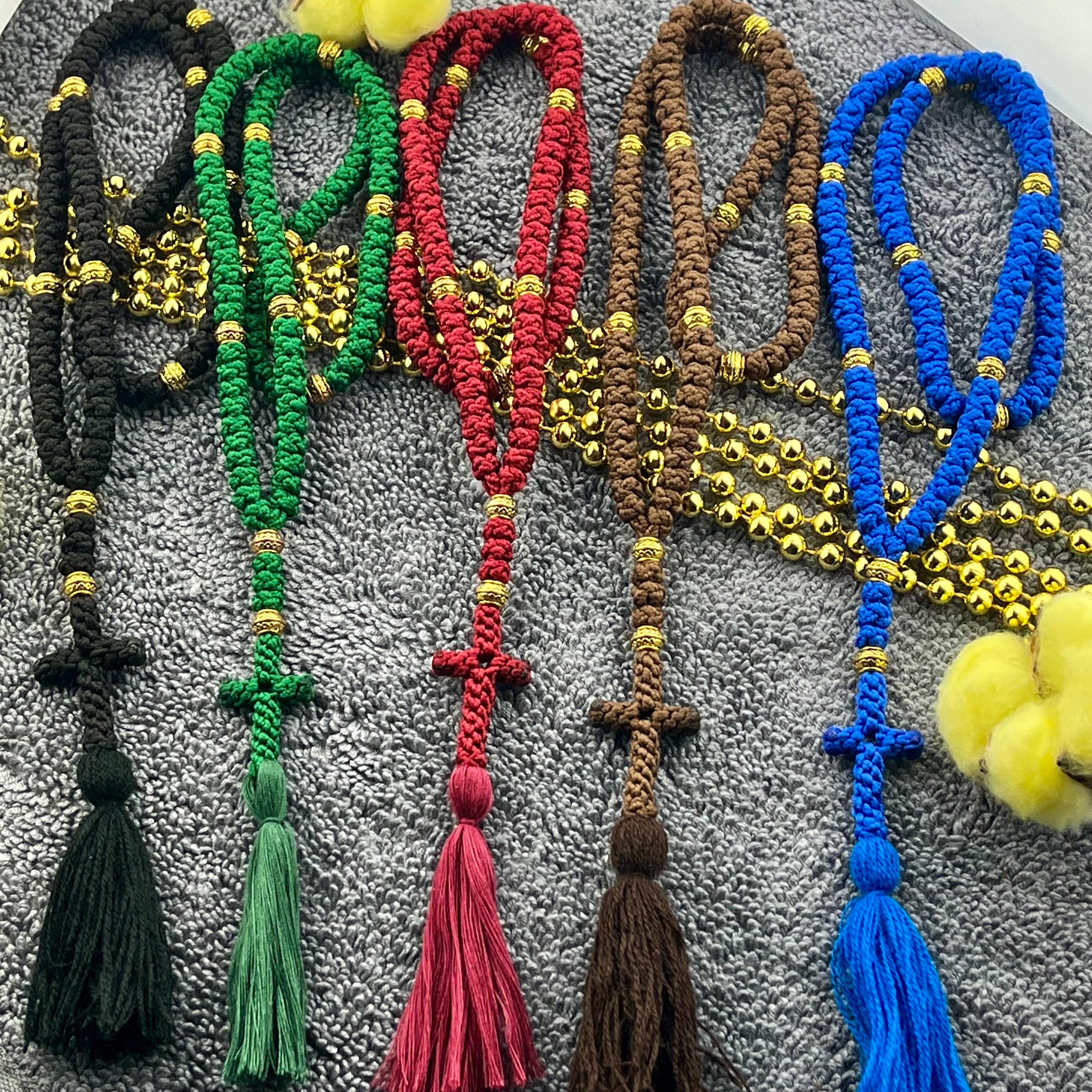 Orthodox Blue Prayer Rosary 100 Knots, Brojanica, Christian Komboskini ...