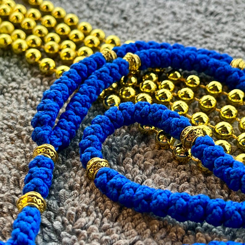 Orthodox Blue Prayer Rosary 100 Knots, Brojanica, Christian Komboskini ...
